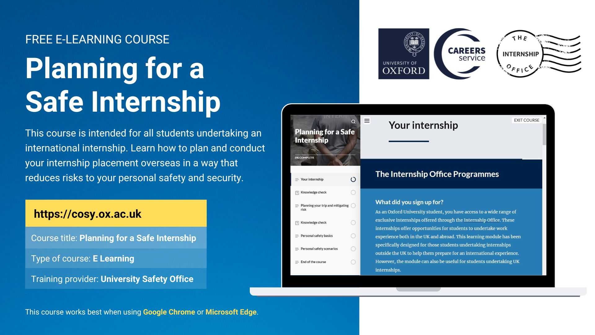 Planning for a Safe Internship E-Learning Course | Oxford University ...